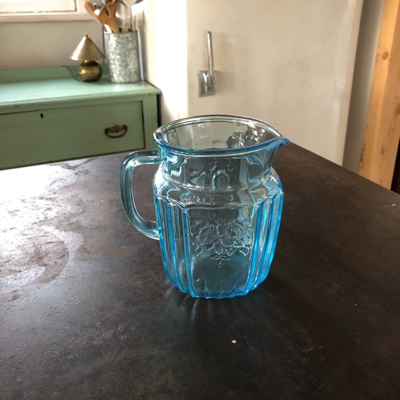 Antique | Dining | 3s Blue Depression Glass Pitcher | Poshmark